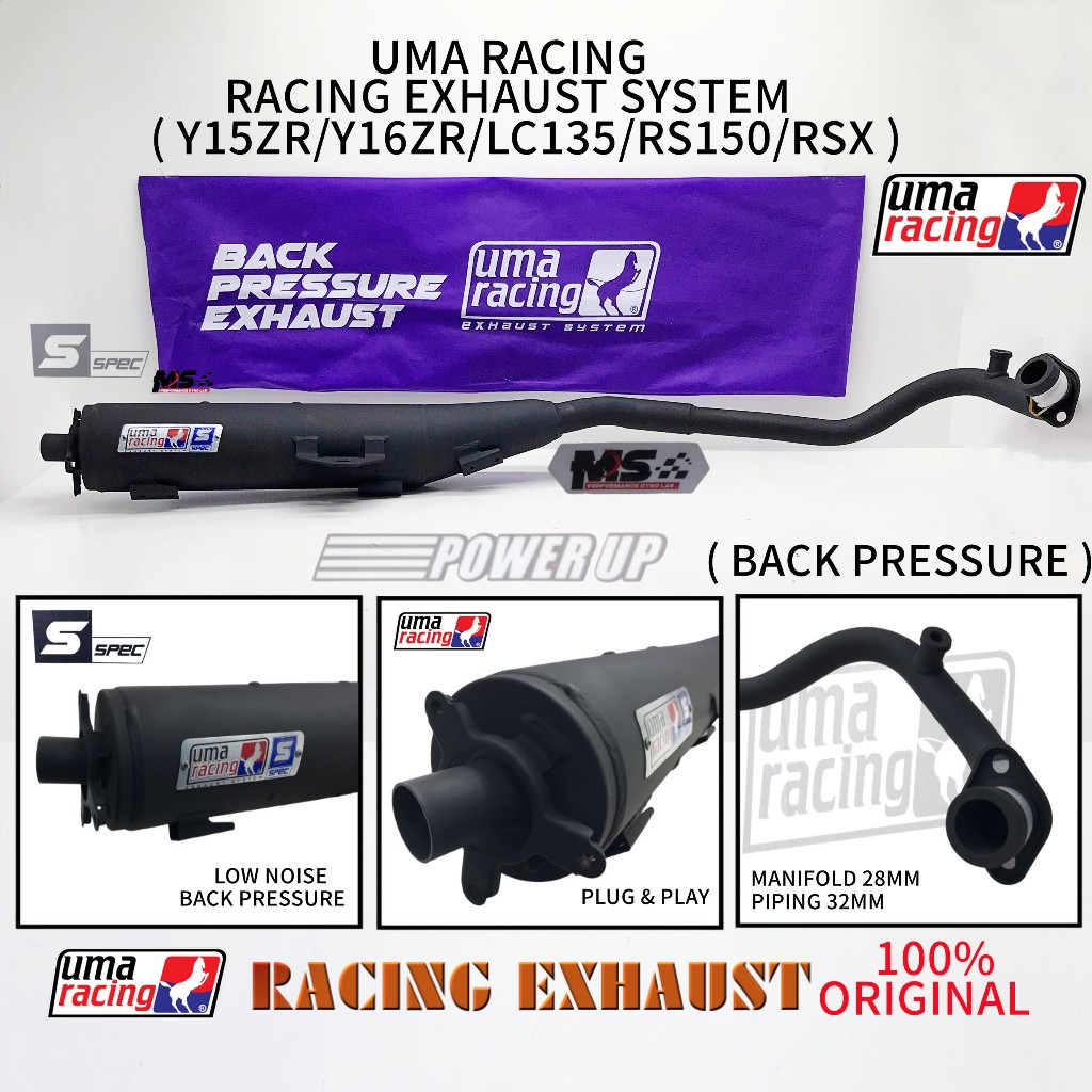 Uma Racing Exhaust Pipe (Back Pressure&Thru Pressure) Y15ZR,Y16ZR,RS150 ...
