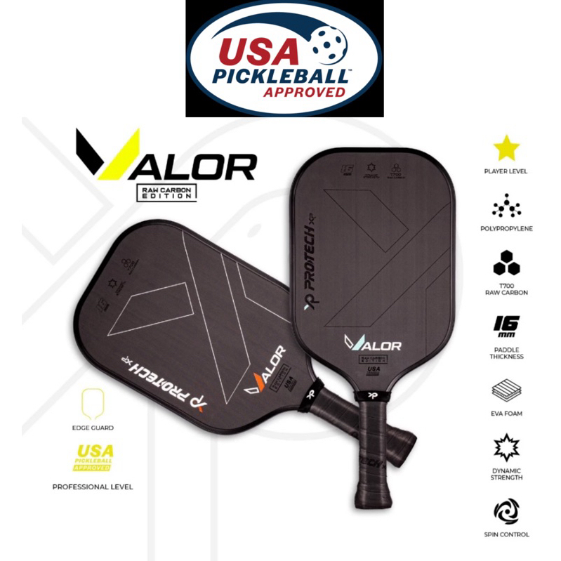 PROTECH XP Pickleball Paddle - VALOR RAW CARBON EDITION (RCE) PRO ...