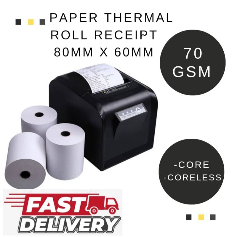 80mm X 60mm Thermal Roll & Receipt Paper Roll & Cash Register Receipt ...