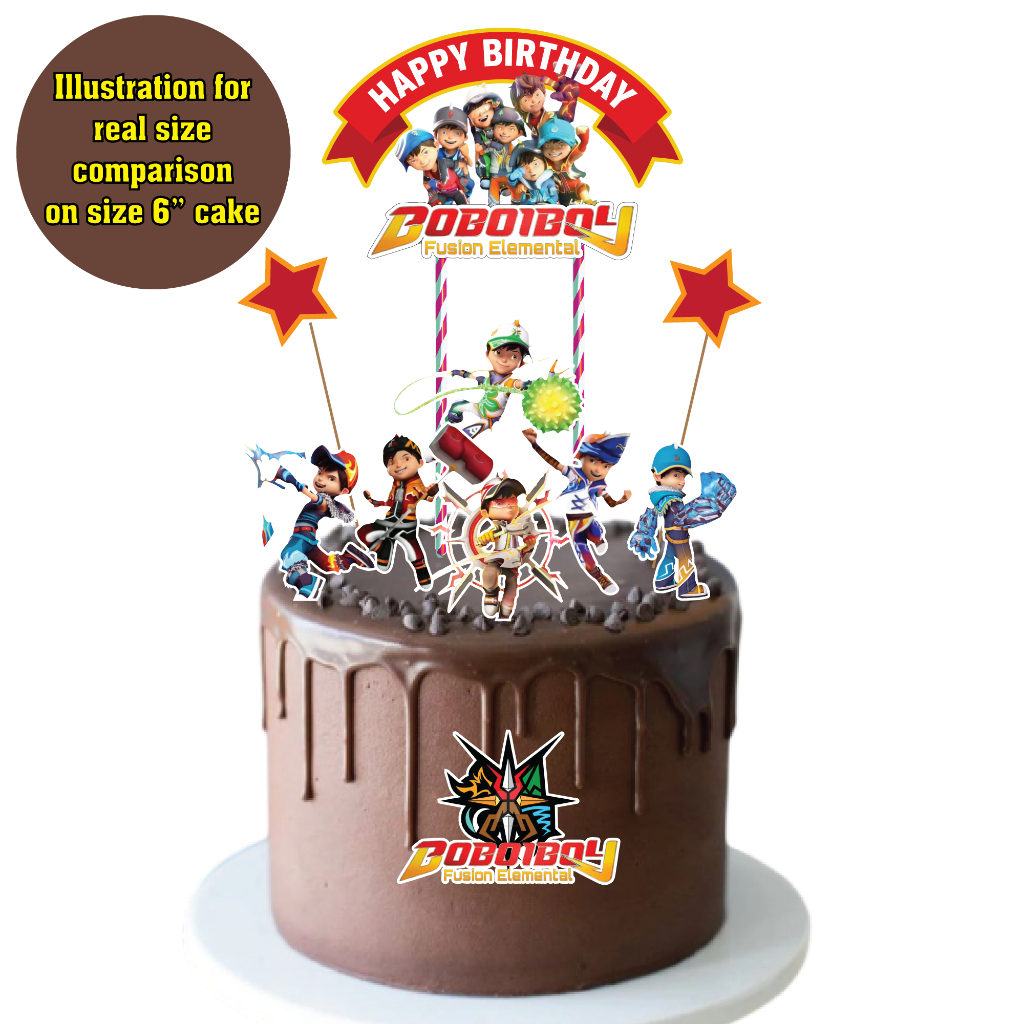 BOBOIBOY FUSION High Quality Paper Cake Topper Kek Cake Decor Cupcake ...