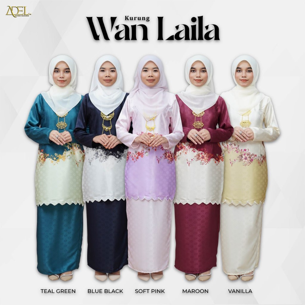 ADEL WAN LAILA Baju Kurung Moden Koleksi Raya 2025 | Shopee Malaysia