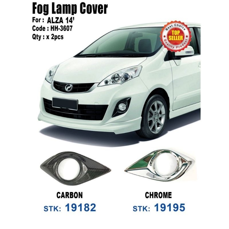️Cover Fog Lamp Bumper Depan Perodua Alza 2014 Facelift Chrome/Carbon ...