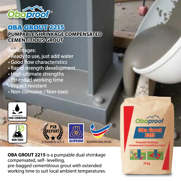25KG OBA GROUT 2215 PUMPABLE SHRINKAGE COMPENSATED CEMENTITIOUS GROUT ...