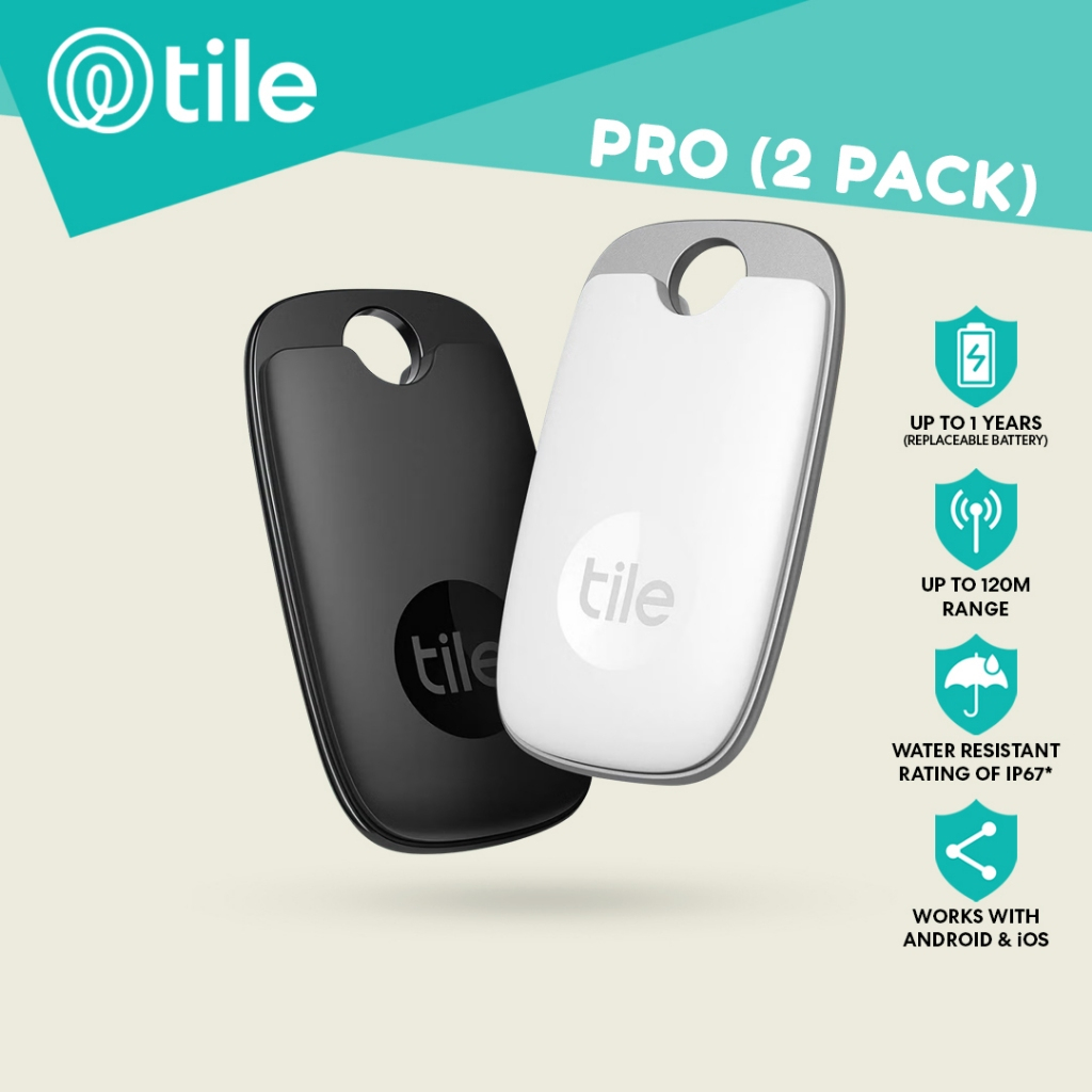 Tile PRO | 2-PACK | BLACK and WHITE | Powerful Bluetooth Tracker | Up ...