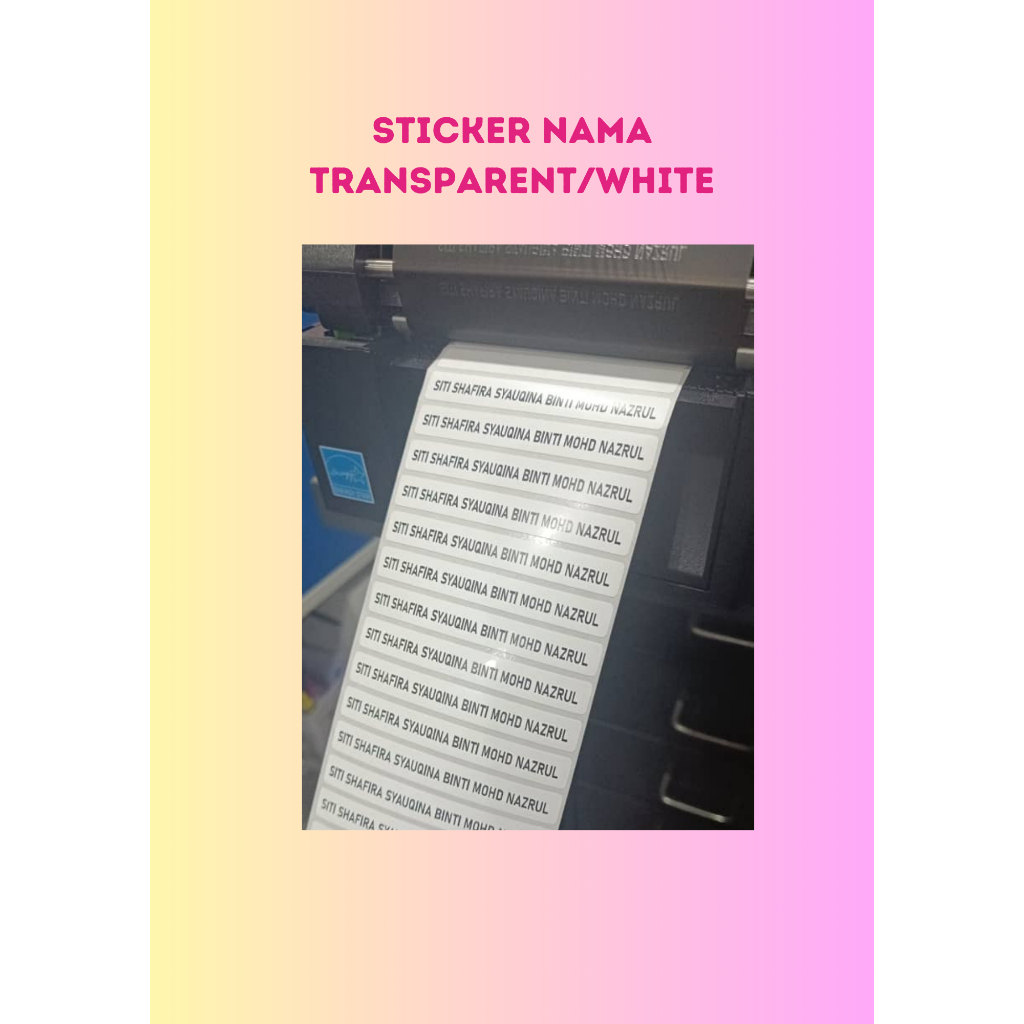 Sticker Nama Murid Sekolah Transparent / White Waterproof | Shopee Malaysia
