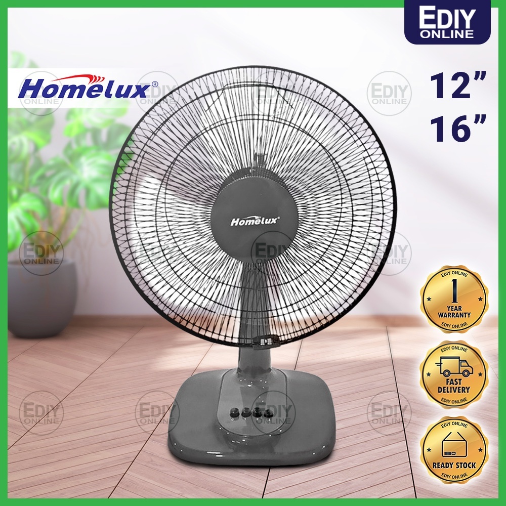 【SIRIM 3 PIN】HOMELUX TABLE FAN 12 16" INCHES 3 BLADES HTF-12EC HTF-16EC ...