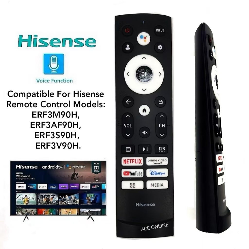HISENSE ANDROID SMART TV REMOTE CONTROL (ERF3S90H) With Voice Function ...