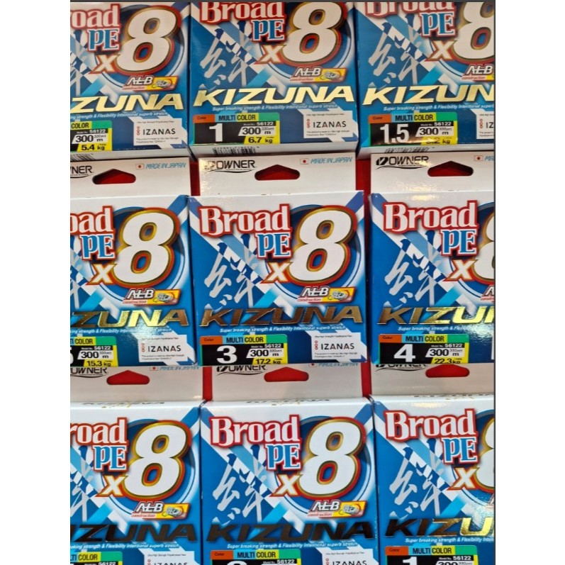 OWNER KIZUNA 300MTR MULTI COLOR BRAID BRAID 8 TALI PANCING JIGGING ...