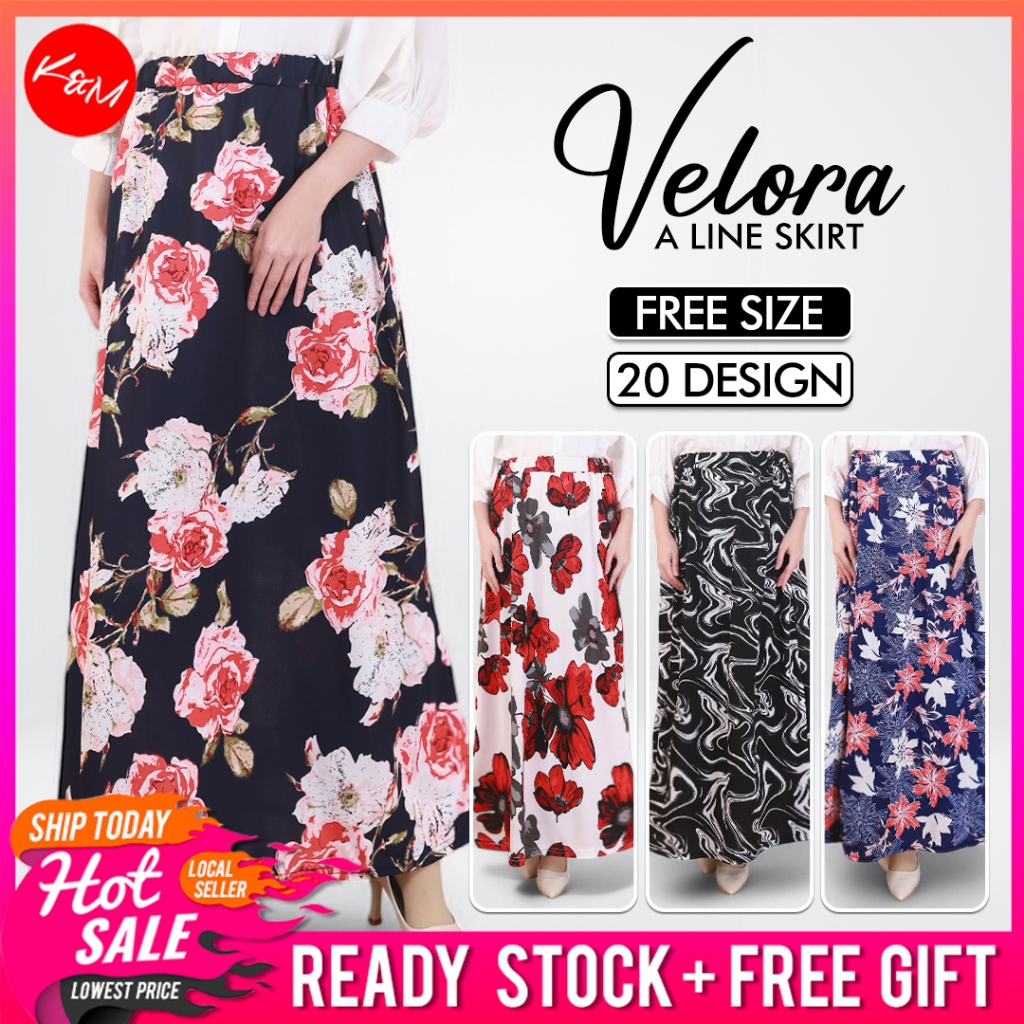 KM Velora A Line Floral Cotton Laici Women Skirt [S14754] | Shopee Malaysia