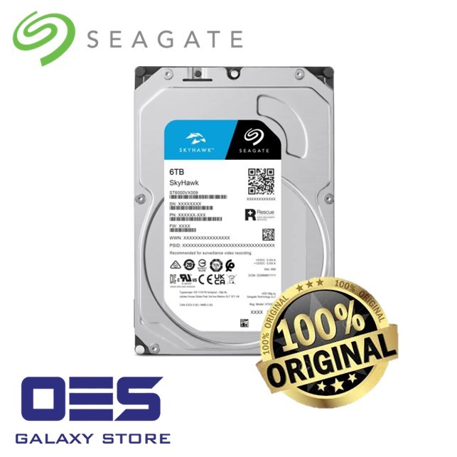 SEAGATE ST6000VX001 Storage 6TB SkyHawk 3.5 Inch 5900RPM Surveillance ...