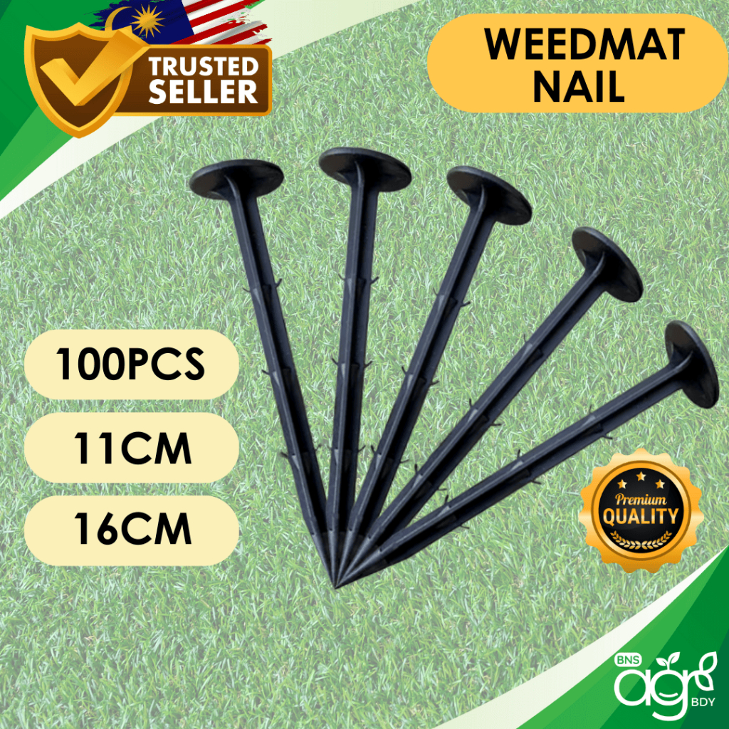 [100pcs] AgroBuddy Premium 11/16cm Paku Weedmat Penutup Tanah | Black ...