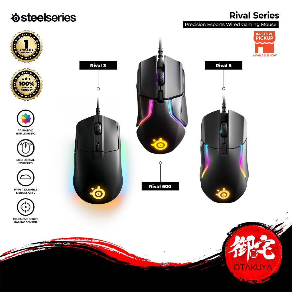 【RAYA SALE】STEELSERIES Precision Esports Wired Gaming Mouse Rival Series Rival 3/Rival 5 /Rival ...