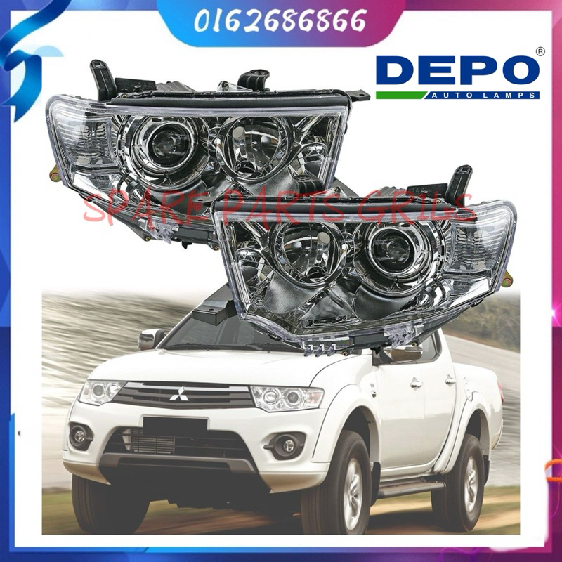 DEPO HEAD LAMP MITSUBISHI TRITON VGT PAJERO SPORT 2014 CRYSTAL LAMPU ...