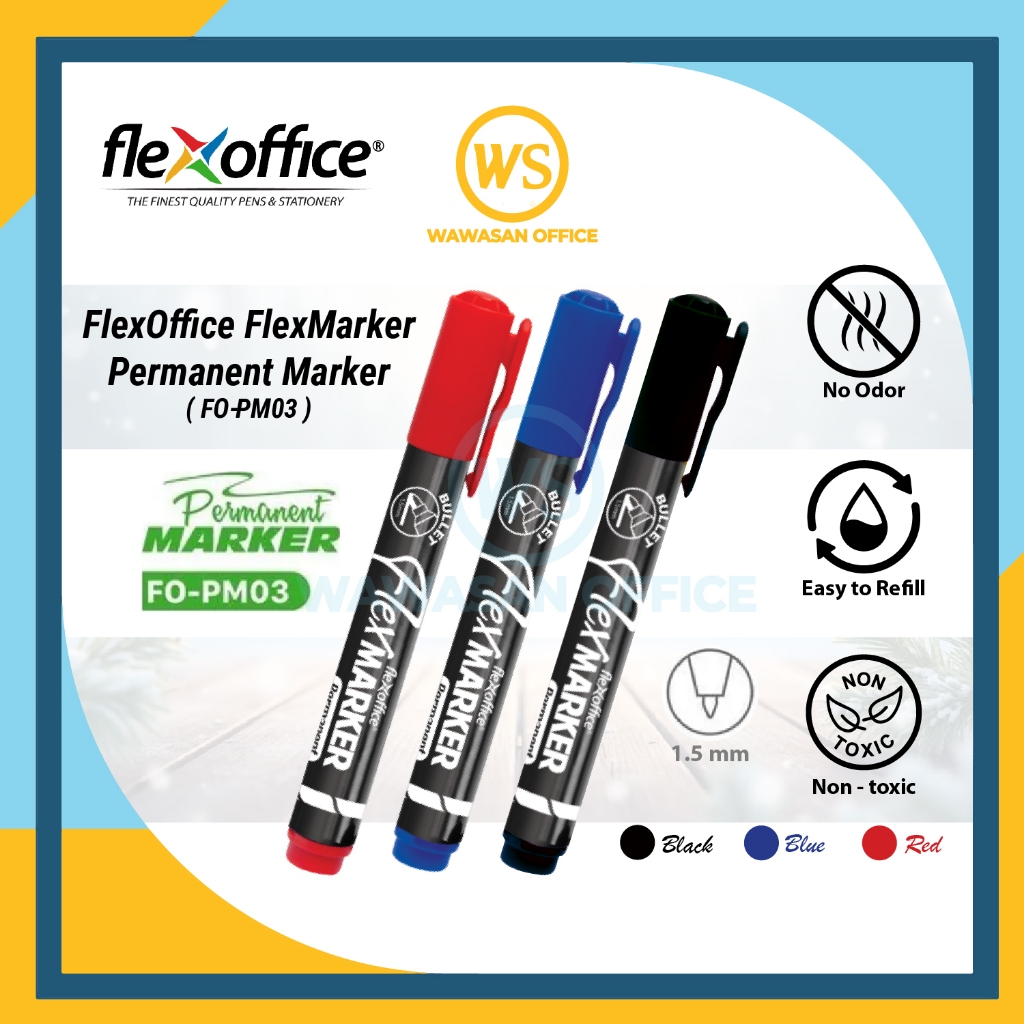 Flexoffice Flexmarker Permanent Marker Pen / Permanent Marker - Bullet ...