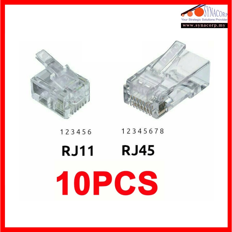 10PCS X RJ11 RJ45 Modular Plug (CAT5E) 6P2C High Quality | Shopee Malaysia
