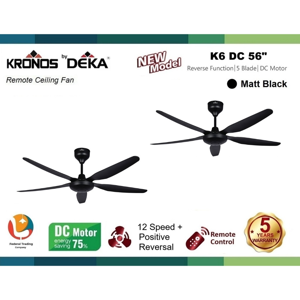 2 unit DEKA KRONOS K6DC Remote Control Ceiling Fan 56" ABS Fan 12 Speed ...
