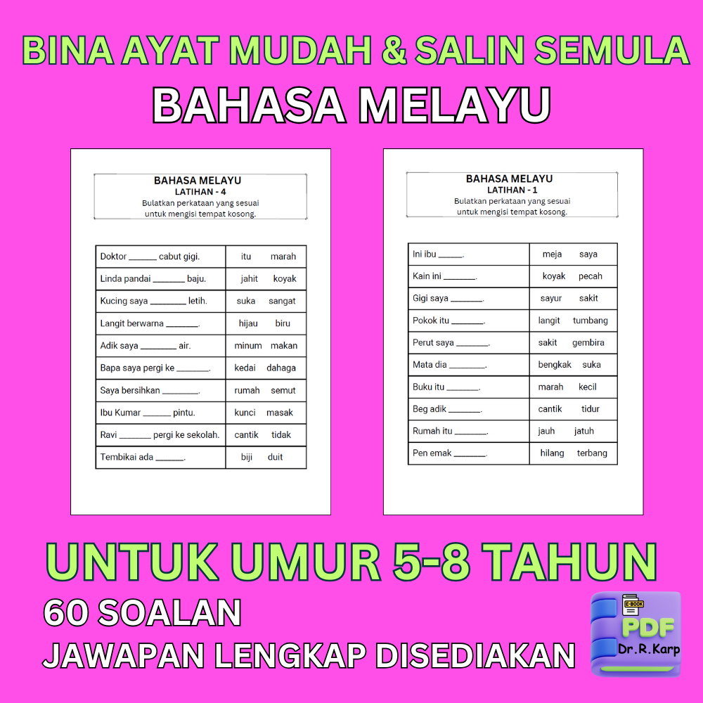 [PDF] 50 Isi Tempat Kosong Bahasa Melayu Baca & Salin Semula 10 Petikan ...