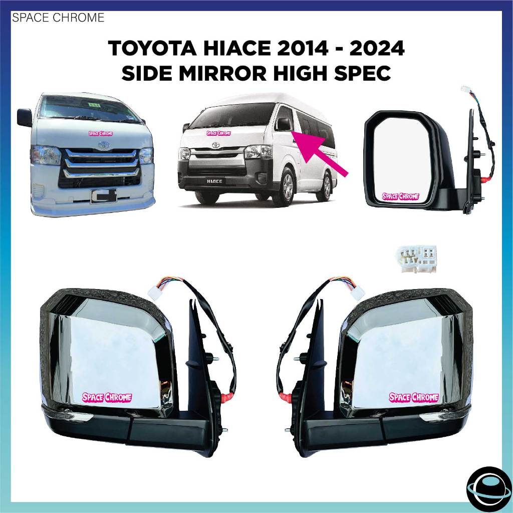 TOYOTA HIACE KHD200 2014-2024 SIDE MIRROR HIGH SPEC CHROME WITH LED ...
