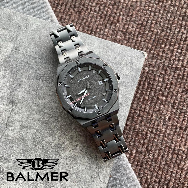 [Original] Balmer 8824G GR-4 Octagon Sapphire Men's Watch with Gun Dial ...