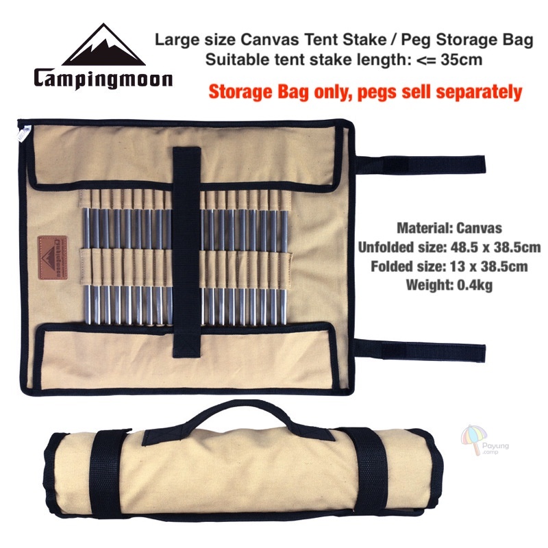 CAMPINGMOON B-135 Large Size Peg Nail Tent Stake Case Storage Bag ...