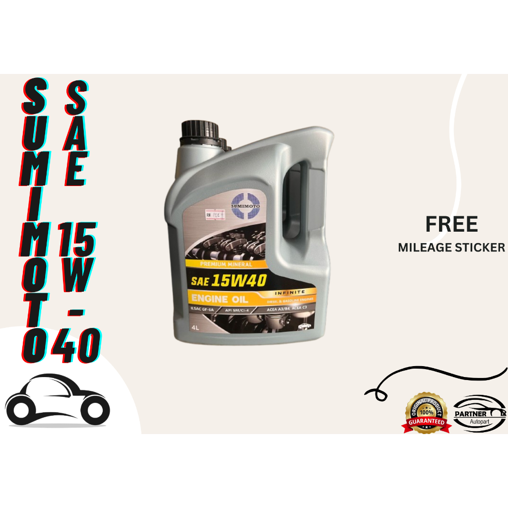 SUMIMOTO SAE 15W-40 API SM/CI-4 4LITRE | Shopee Malaysia