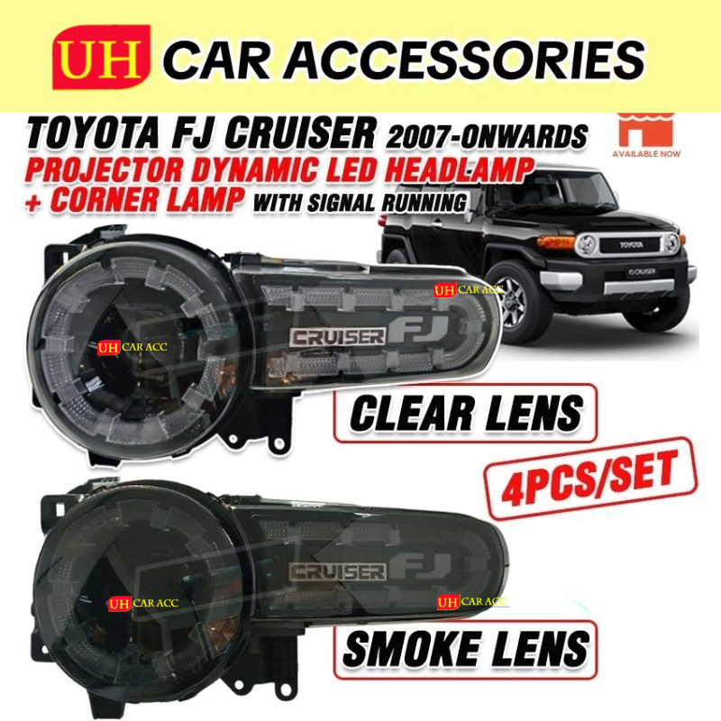 TOYOTA FJ CRUISER 2007 - ONWARDS PROJECTOR DYNAMIC LED HEAD LAMP ...