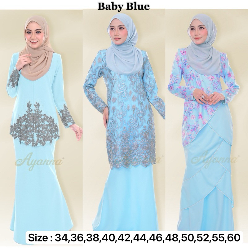 🔥SIZE 34-60) TEMA SEDONDON BAJU KURUNG BABY BLUE RAYA 2025 - KURUNG ...
