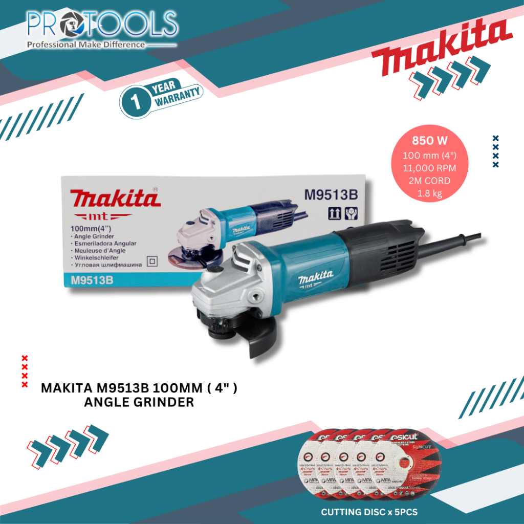 MAKITA MT M9513B CORDED ANGLE GRINDER 4" 850W 11,000RPM ( TOGGLE SWITCH ...