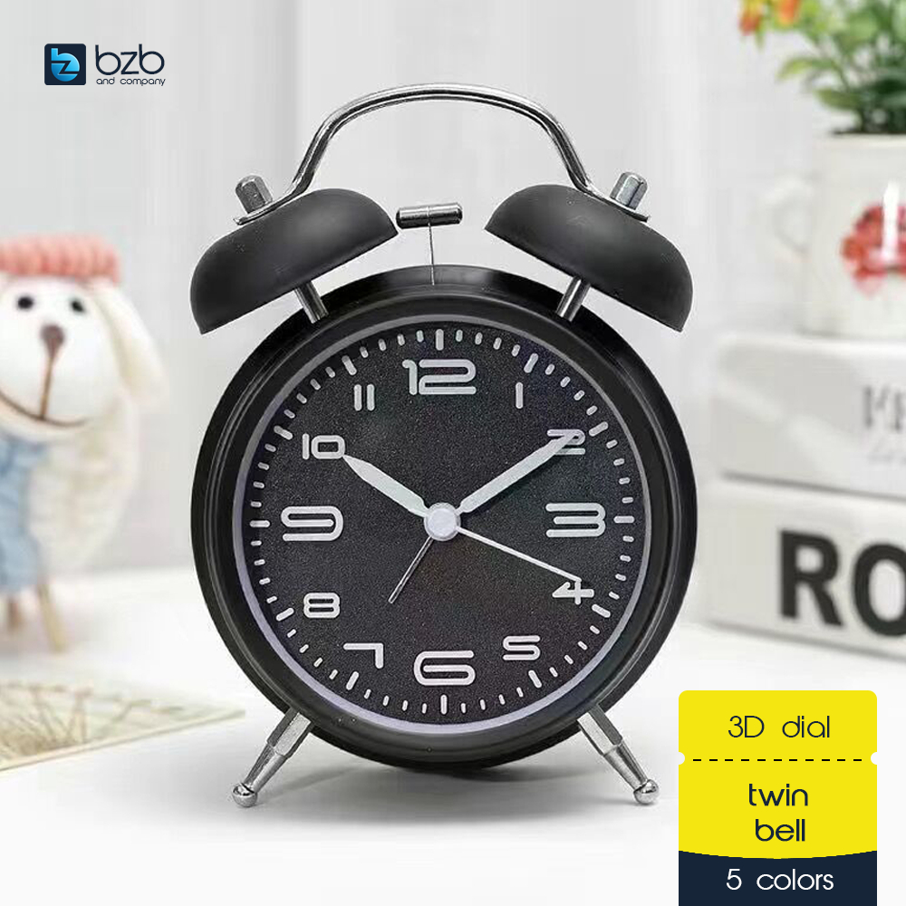 Classic Retro Style Twin Bell Alarm Clock 4 Inch Non Ticking 3D Dial ...
