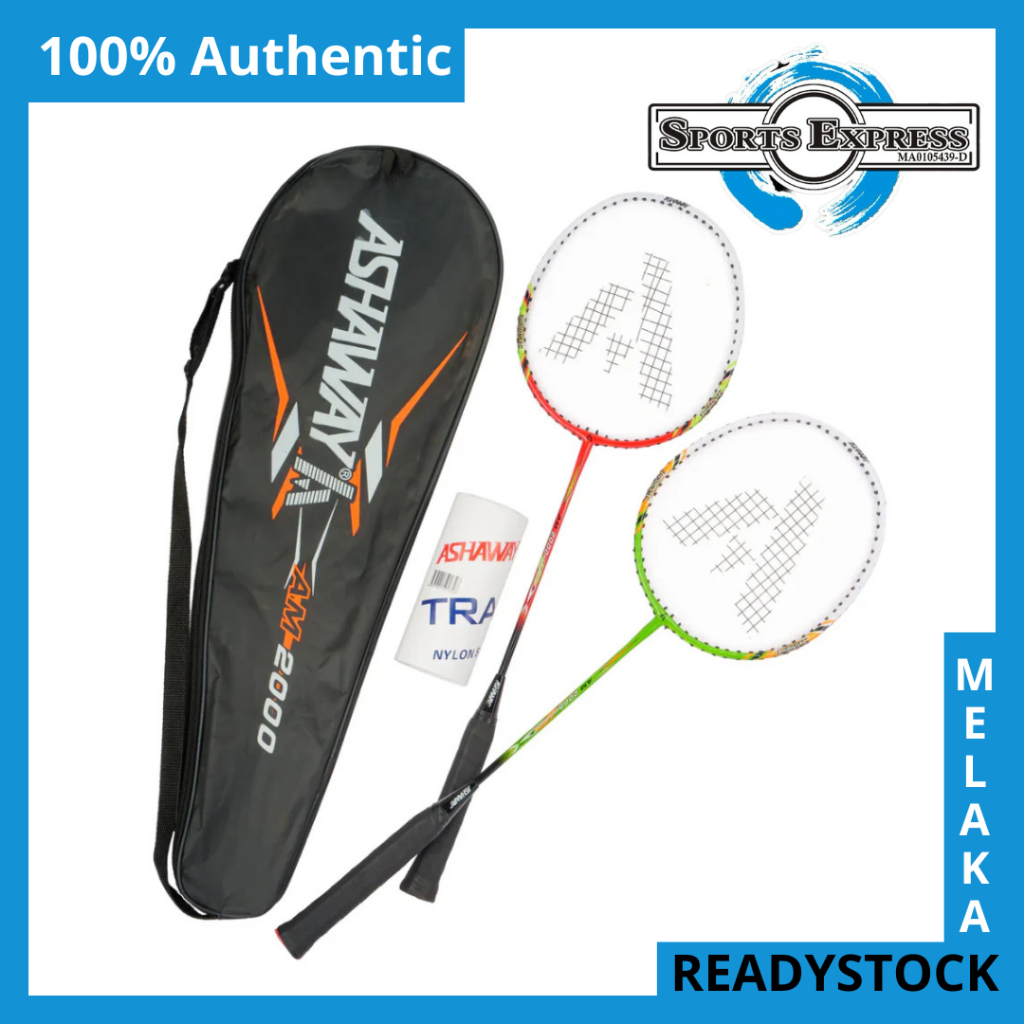 Ashaway Badminton Racket Set AM2000 (2 Rackets 3 Pcs Nylon Shuttlecocks ...