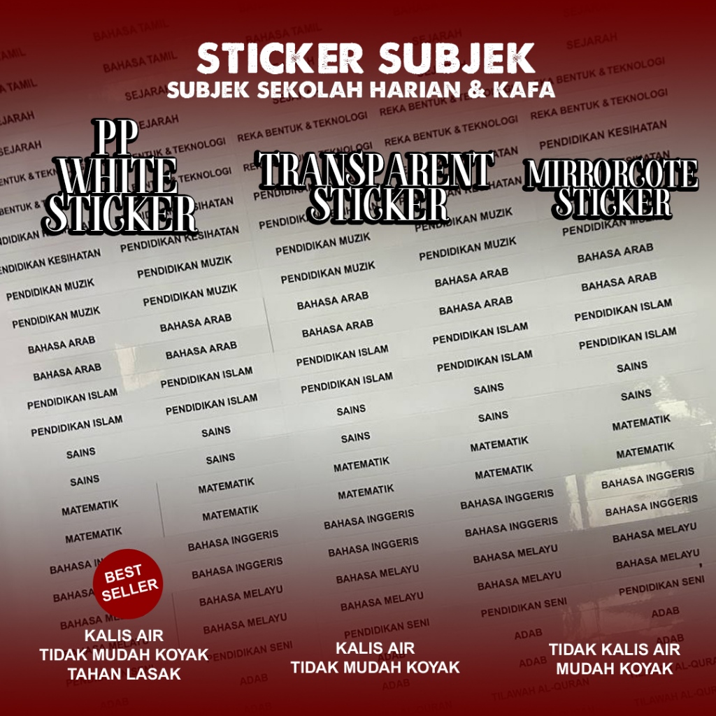 STICKER SUBJEK SEKOLAH HARIAN DAN KAFA | Shopee Malaysia