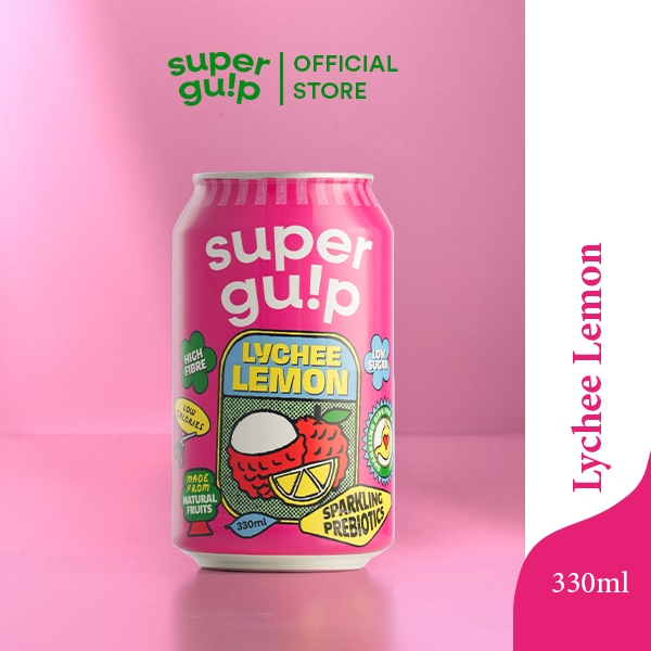Supergulp Lychee Lemon Sparkling Prebiotic Drink - Low Sugar, Low Calories, High Fibre [3, 4, 6 ...