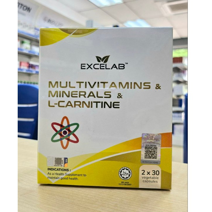 [HALAL & KKM APPROVED] Excelab Multivitamins & Minerals & L-Carnitine 2 ...