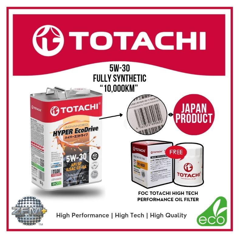 ORIGINAL | TOTACHI JAPAN ENGINE OIL 5w30 HYPER EcoDrive Fully Synthetic ...