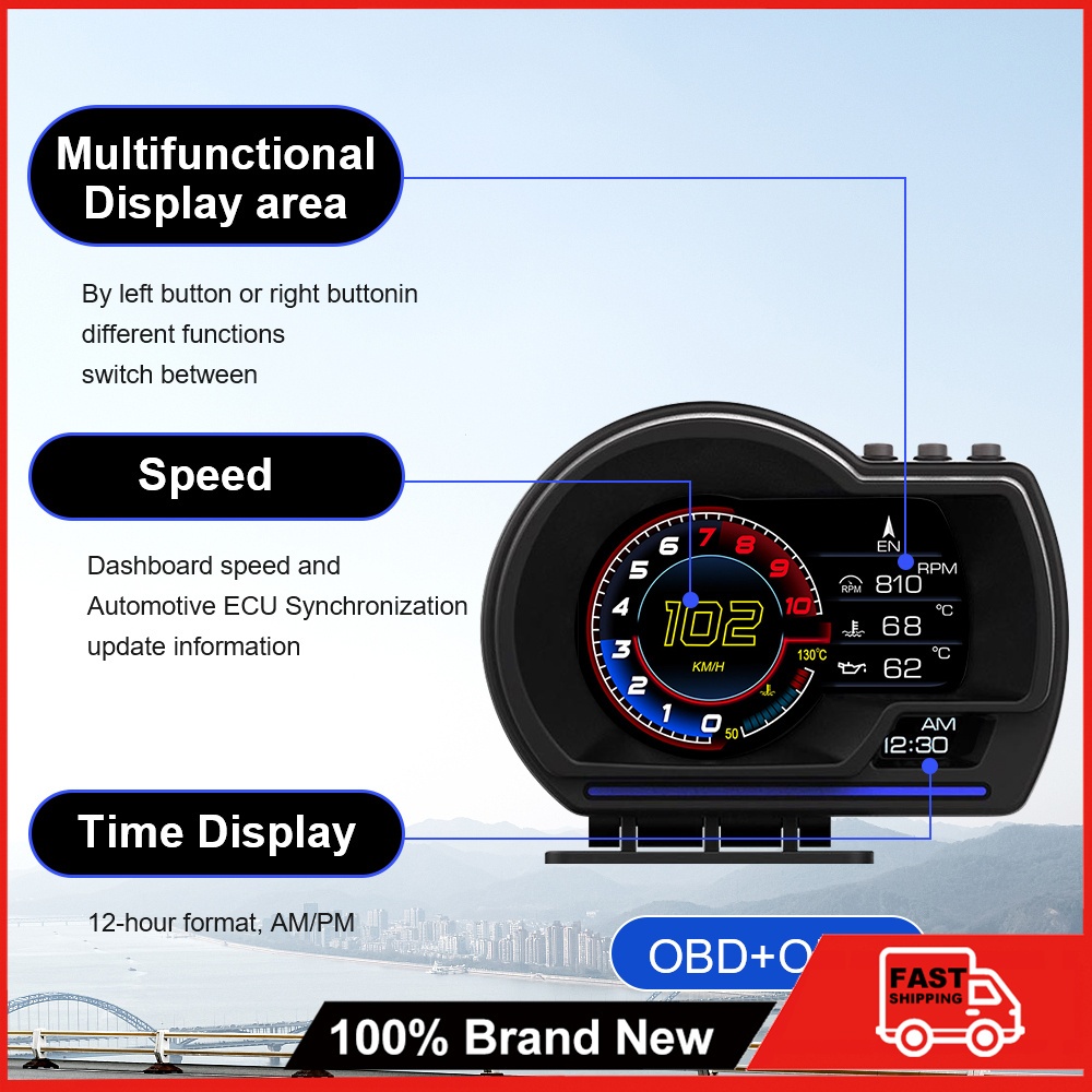 READY STOCK⚡HUD OBD Gauge Meter Meter P6 OBD2+GPS Proton With LED Light ...