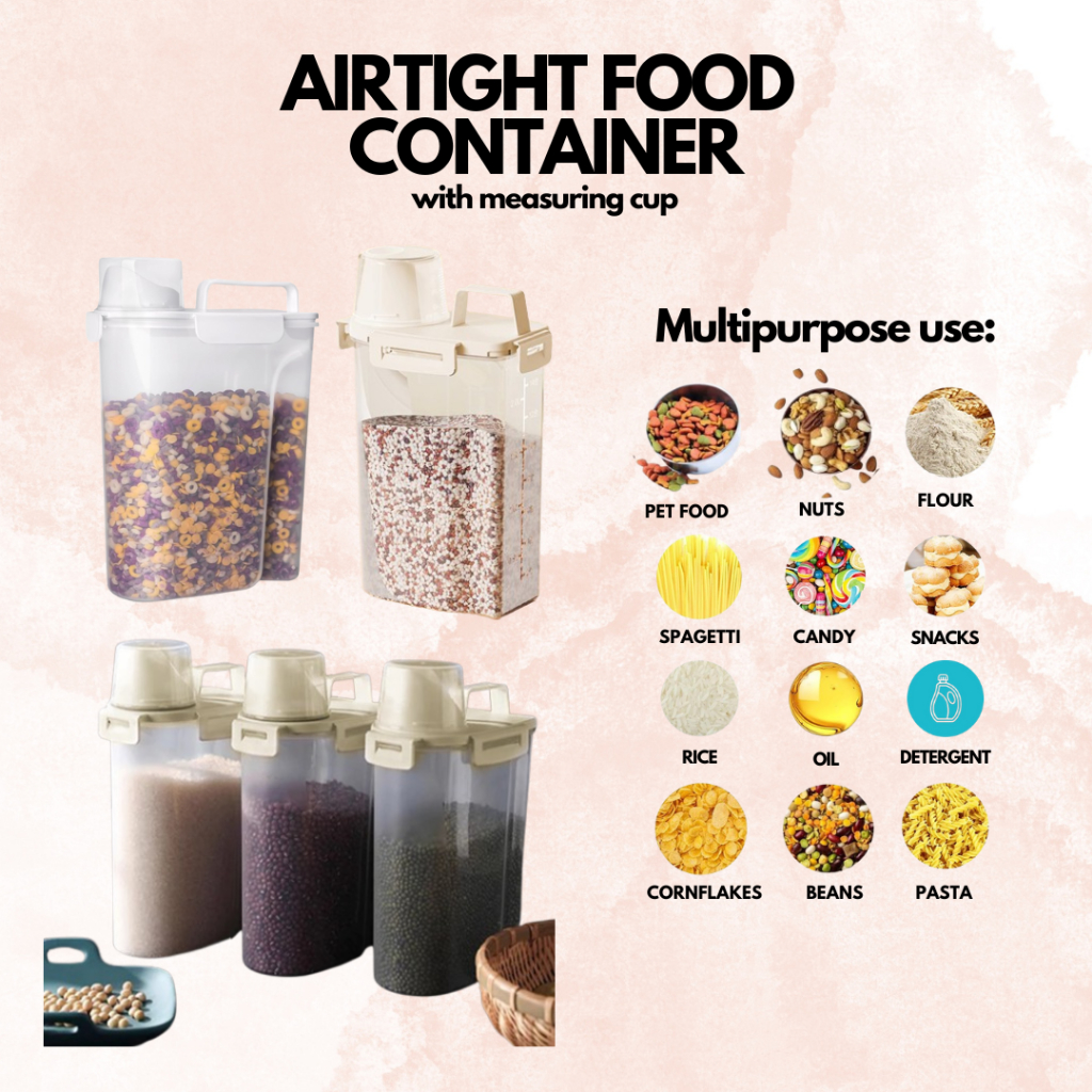 Transparent Airtight Food Storage Cereal Rice Flour Pasta Nut Pet Snack ...
