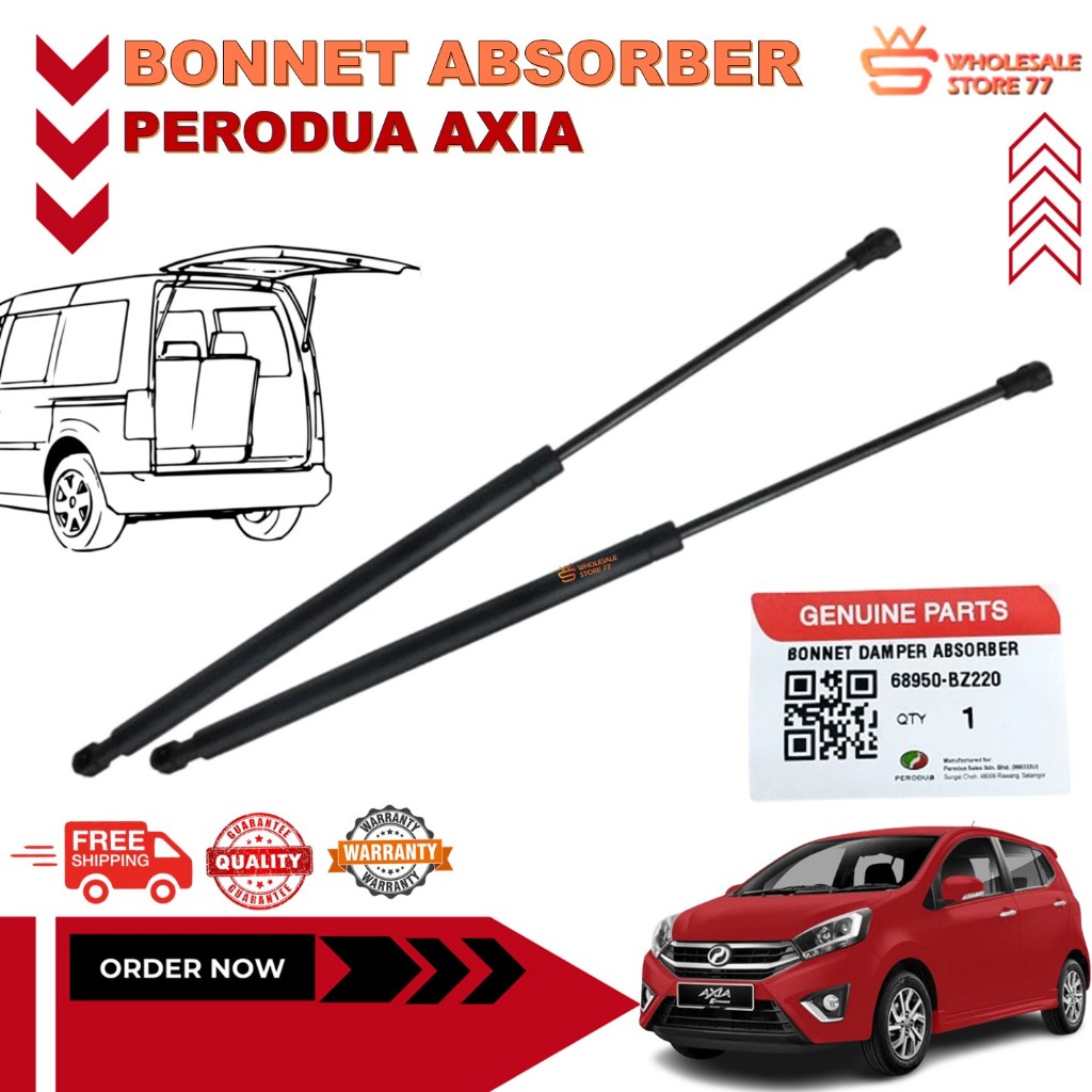 Original | Perodua Axia 2014-2022 No Bracket / Got Bracket Rear Bonnet ...