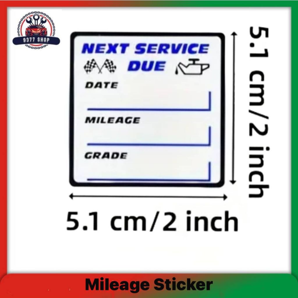 Car Mileage Sticker For All Kind Vehicles - To After Service Your Car ...