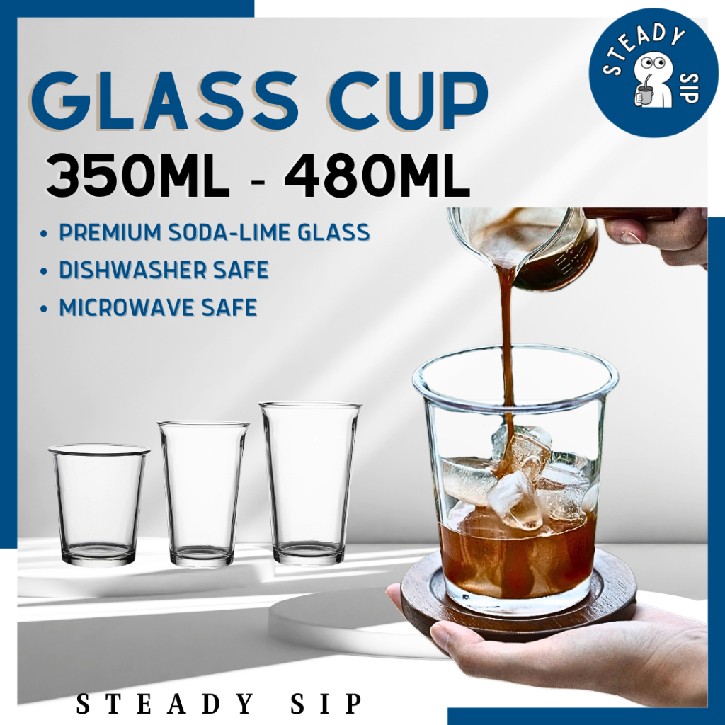 Steady Sip Americano Latte Mocha Coffee Glass Cup Drinking Glass Juice ...