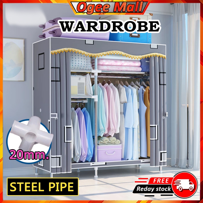 （KL）Assembly 20mm Steel Wardrobe Jelita Wardrobe Almari Pakaian ...