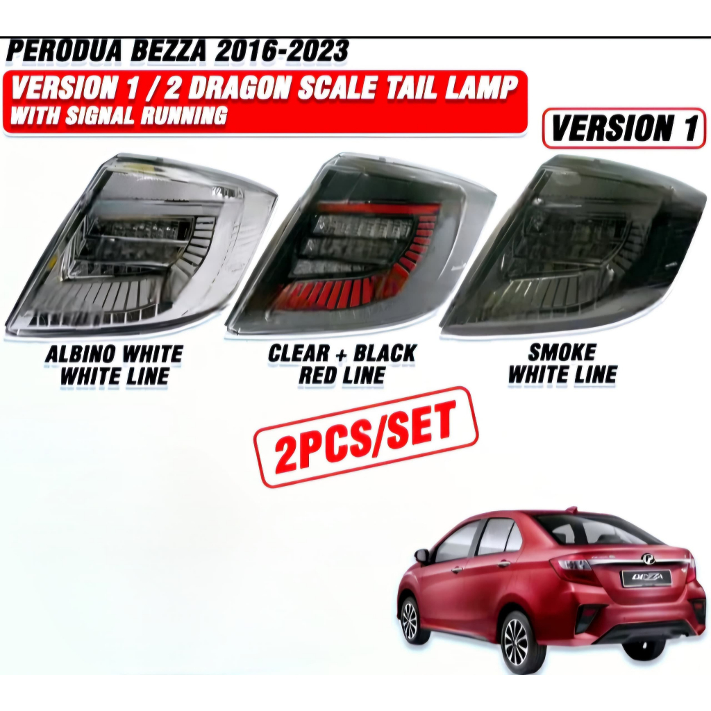 Perodua Bezza 2016-2025 V1 Dragon Scale Design Tail Lamp+Running Signal ...