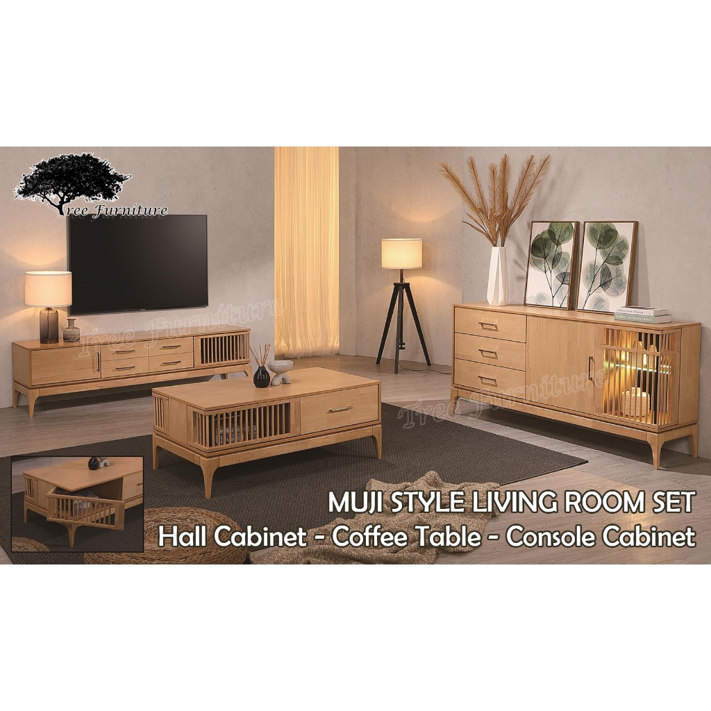 MUJI Style Living Room Set (Hall Cabinet/ Coffee Table/ Console Cabinet ...