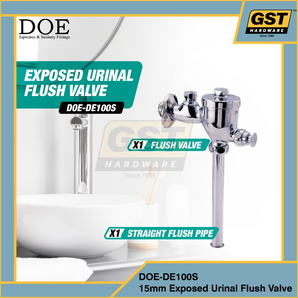 DOE DE100S Exposed Manual Urinal Flush Valve With Straight Outlet Pipe ...