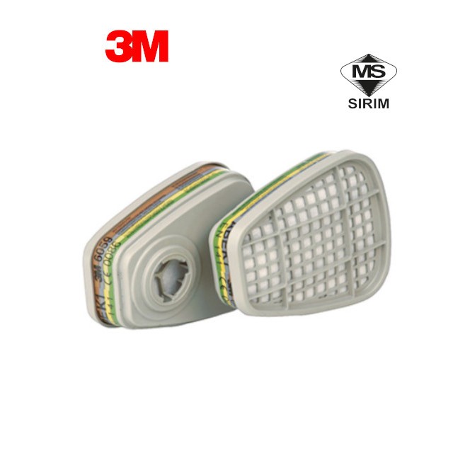 3M 6059 ABEK1 Multi-Gas & Vapour Cartridge, 2 pieces per pack, with ...