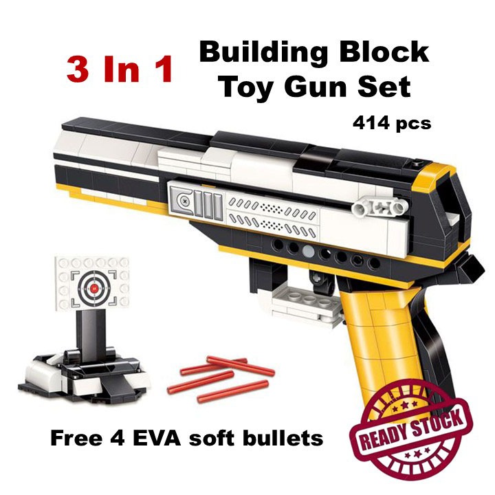 3 In 1 Building Block Toy Gun Set Shooting Toy Gift For Kids Mainan ...