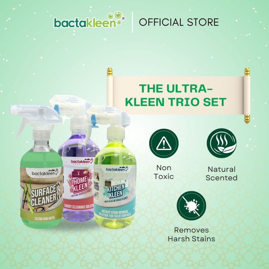 BACTAKLEEN The Ultra-Kleen Trio Set | Surface Cleaner (500ML) + Kitchen ...