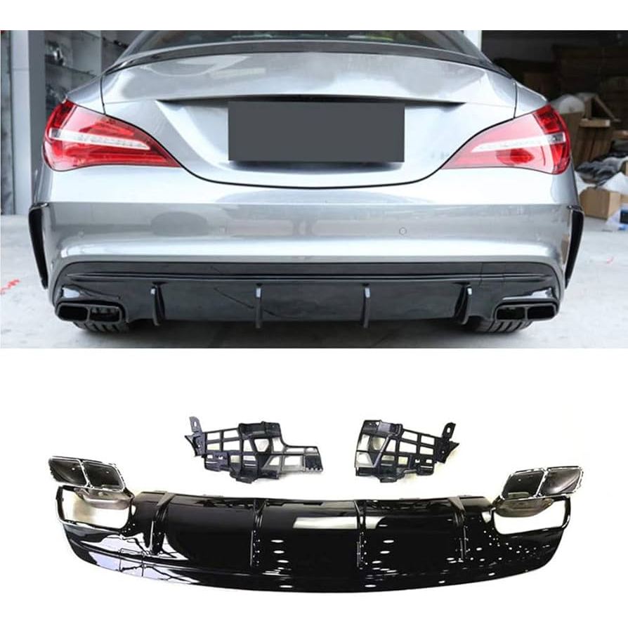 Mercedes Benz CLA Class W117 CLA45 Rear Diffuser with Tips AMG CLA180 ...
