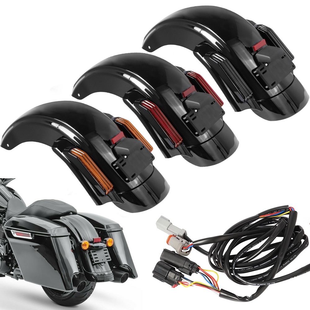 Motorcycle LED CVO Style Rear Fender System Extension Fascia Set For Harley Touring Electra ...