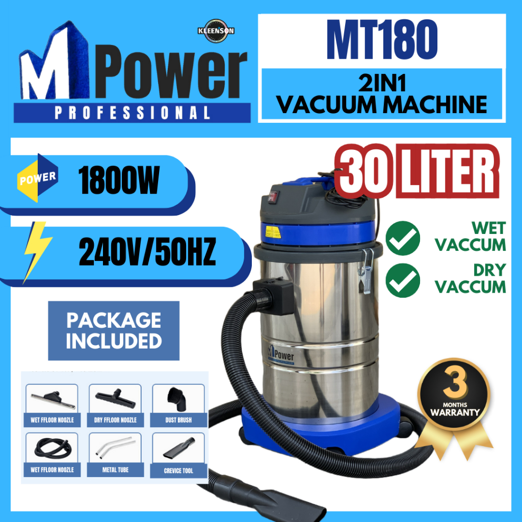 【Mpower】(BLUE) MT180 Industrial Vacuum Cleaner Machine | Shopee Malaysia