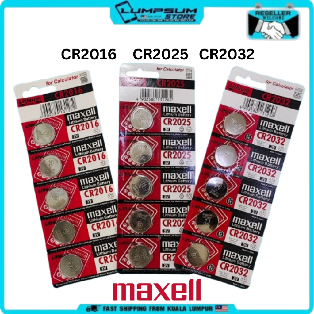 Maxell GENUINE CR2016 CR2025 CR2032 5PCS Button / Coin Cell Lithium Battery 3V | Shopee Malaysia